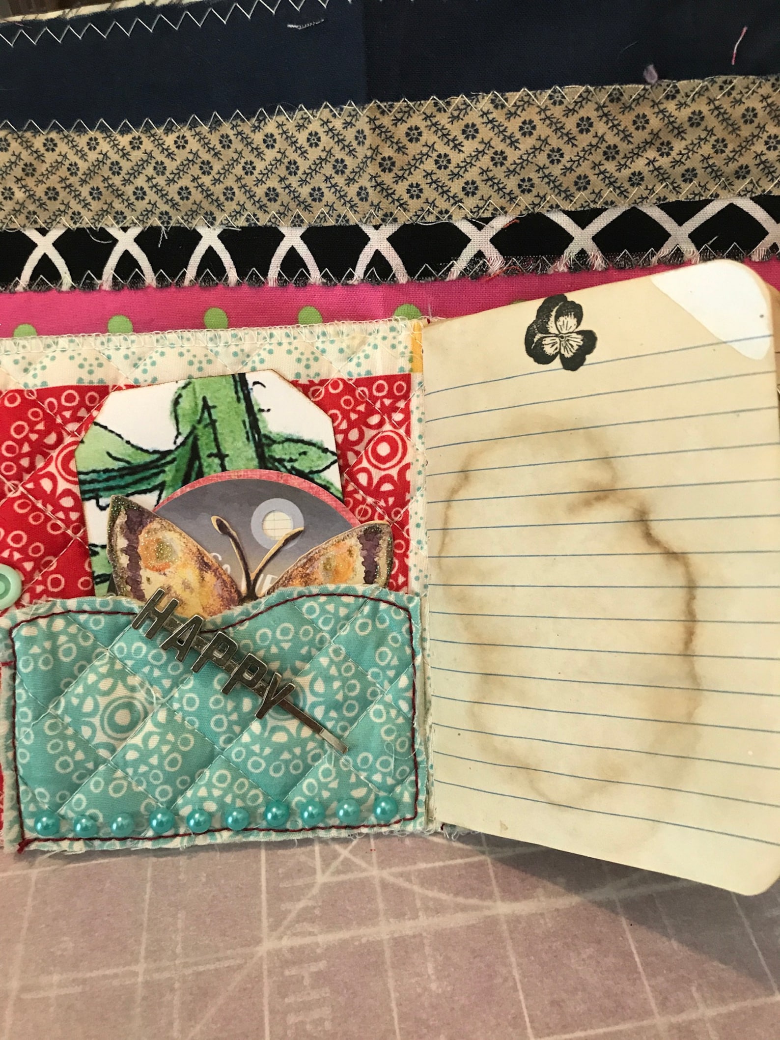 Quilted Journal, Junk Journals, Coffee Dyed Pages, Ephemera, Purse Size ...