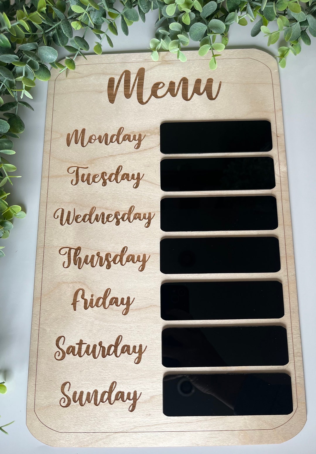 Wooden Weekly Menu Board // Meal Planner // Kitchen Decor // Dinner ...