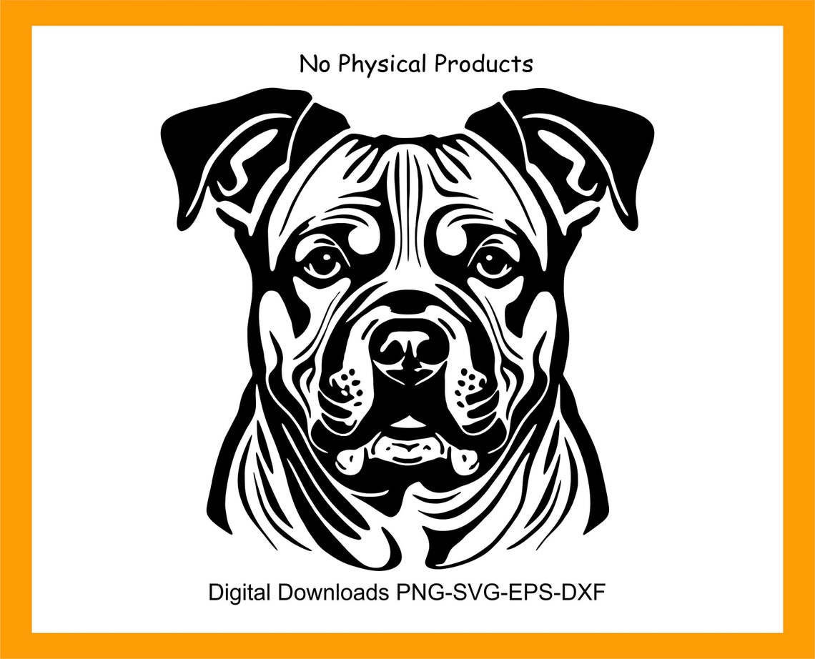 Pitbull. Staffy Drawing-svg-dxf-eps-jpeg-png - Etsy