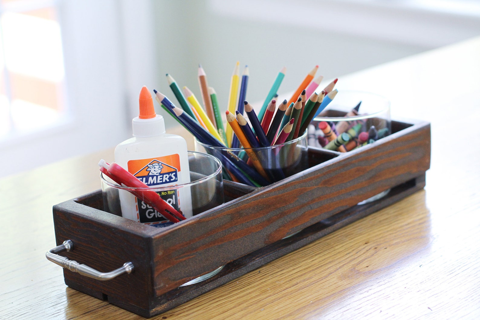 Wood Caddy, Dining Table Centerpiece, Candle Tray, Rustic Table Decor ...