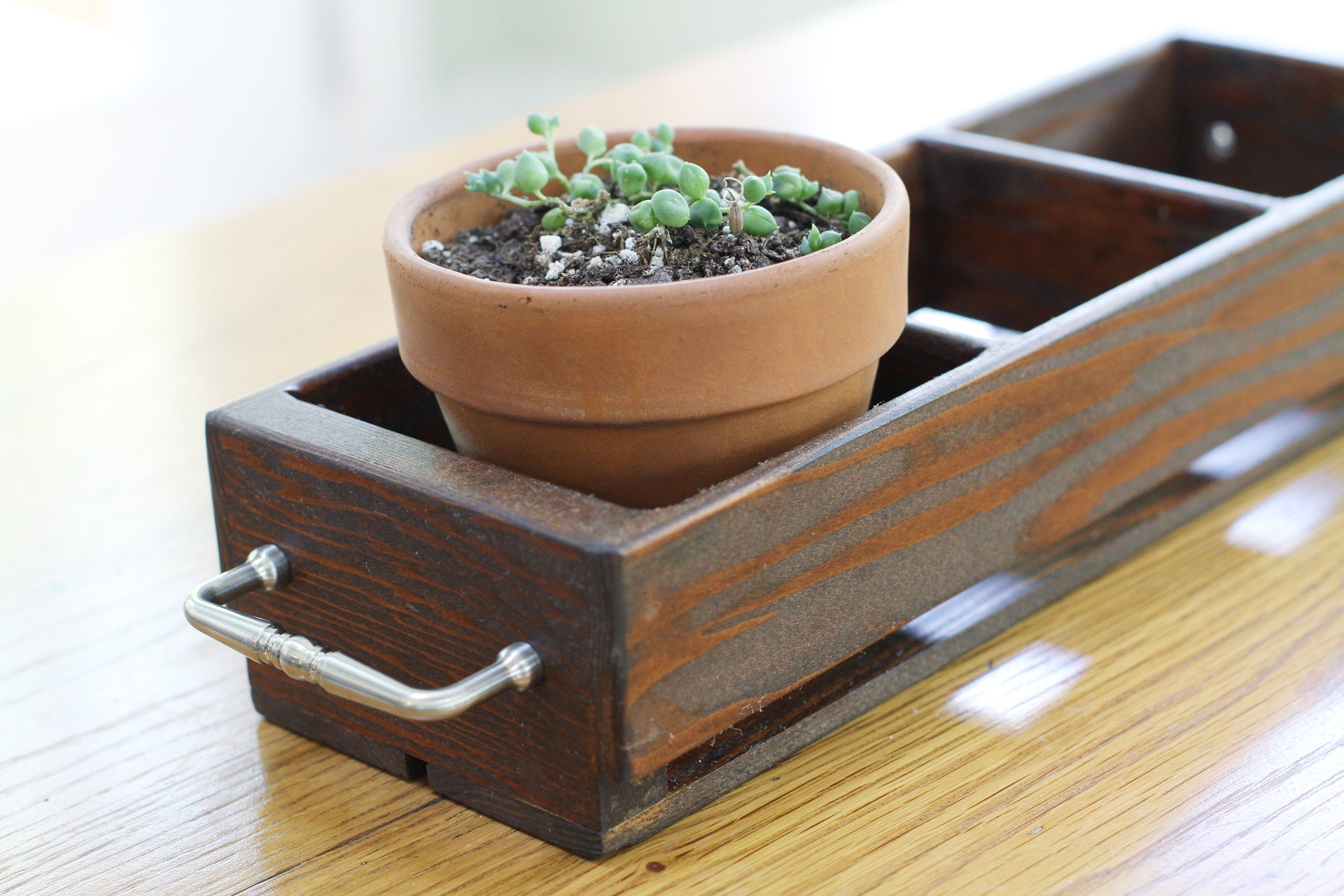 Wood Caddy, Dining Table Centerpiece, Candle Tray, Rustic Table Decor ...