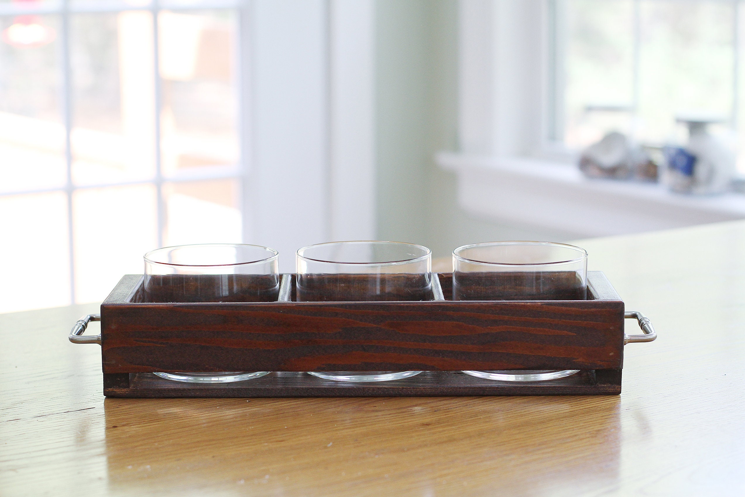 Wood Caddy, Dining Table Centerpiece, Candle Tray, Rustic Table Decor ...