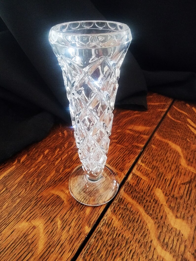Vintage Lead Crystal 6" Vase on Pedestal - Beautiful! - Etsy