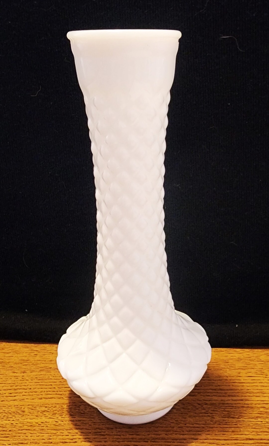 Vintage 9" Quilted Diamond Pattern Randall Milk Glass Vase - Etsy