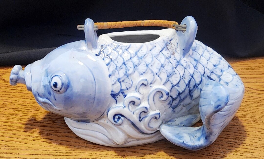 Vintage Koi Fish Tea Pot - Etsy
