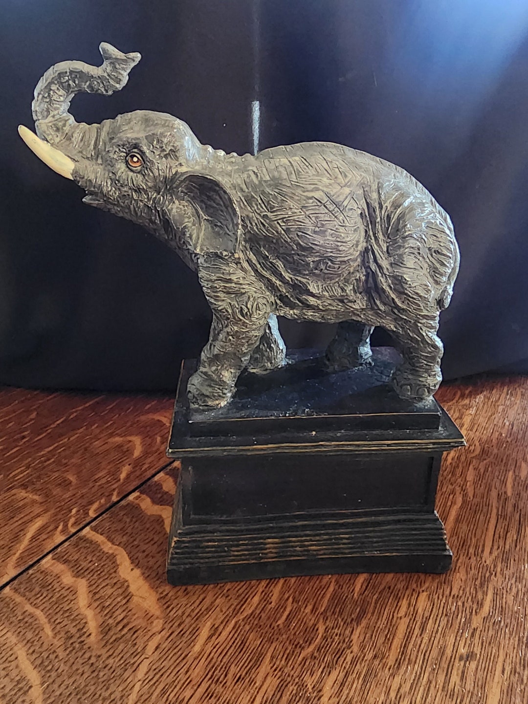 Vintage Large Resin Elephant Statue - Etsy