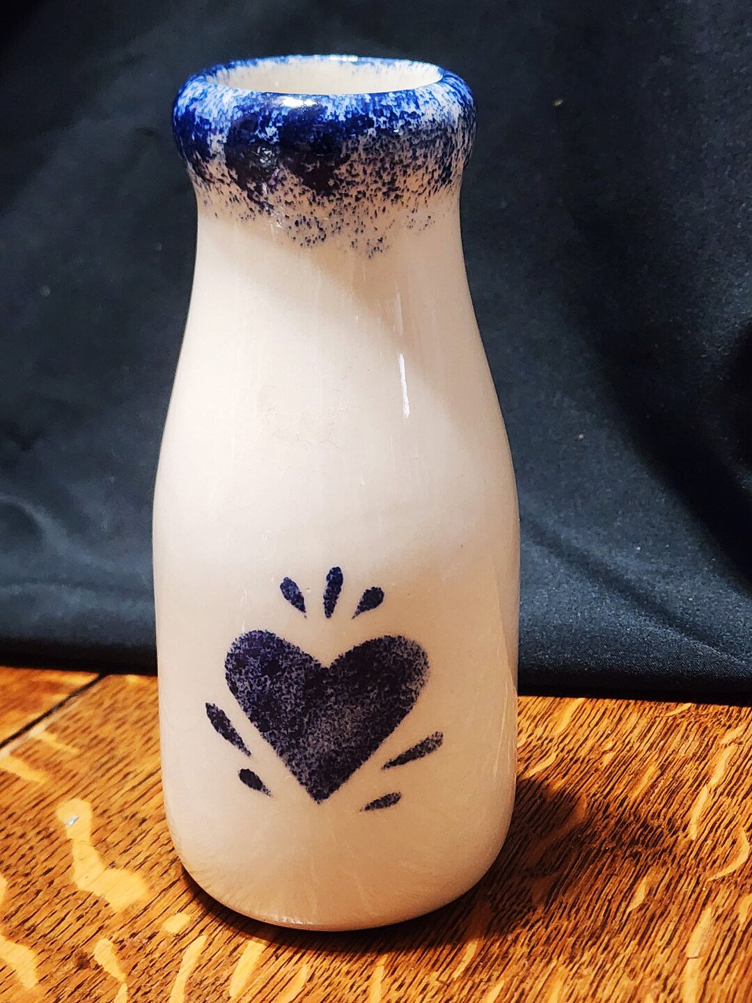 Vintage Blue & White Milk Bottle/vase - Etsy