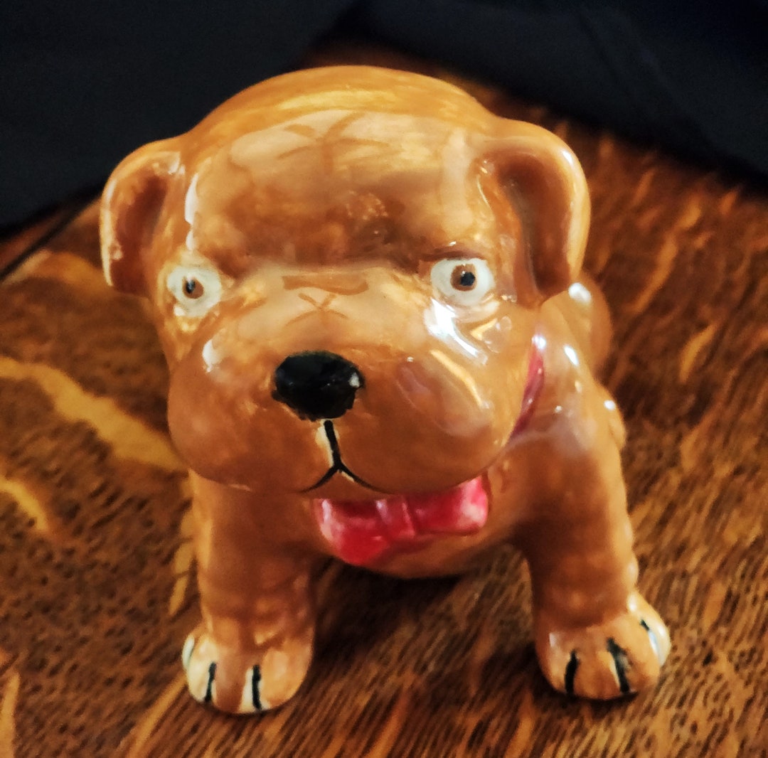 Vintage Porcelain Bulldog Bank - Etsy