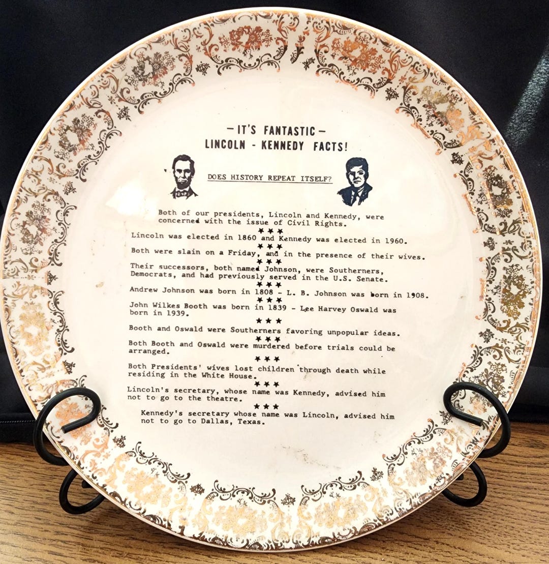 Vintage Presidents Lincoln and JFK Fact Comparison Plate in a Stand - Etsy
