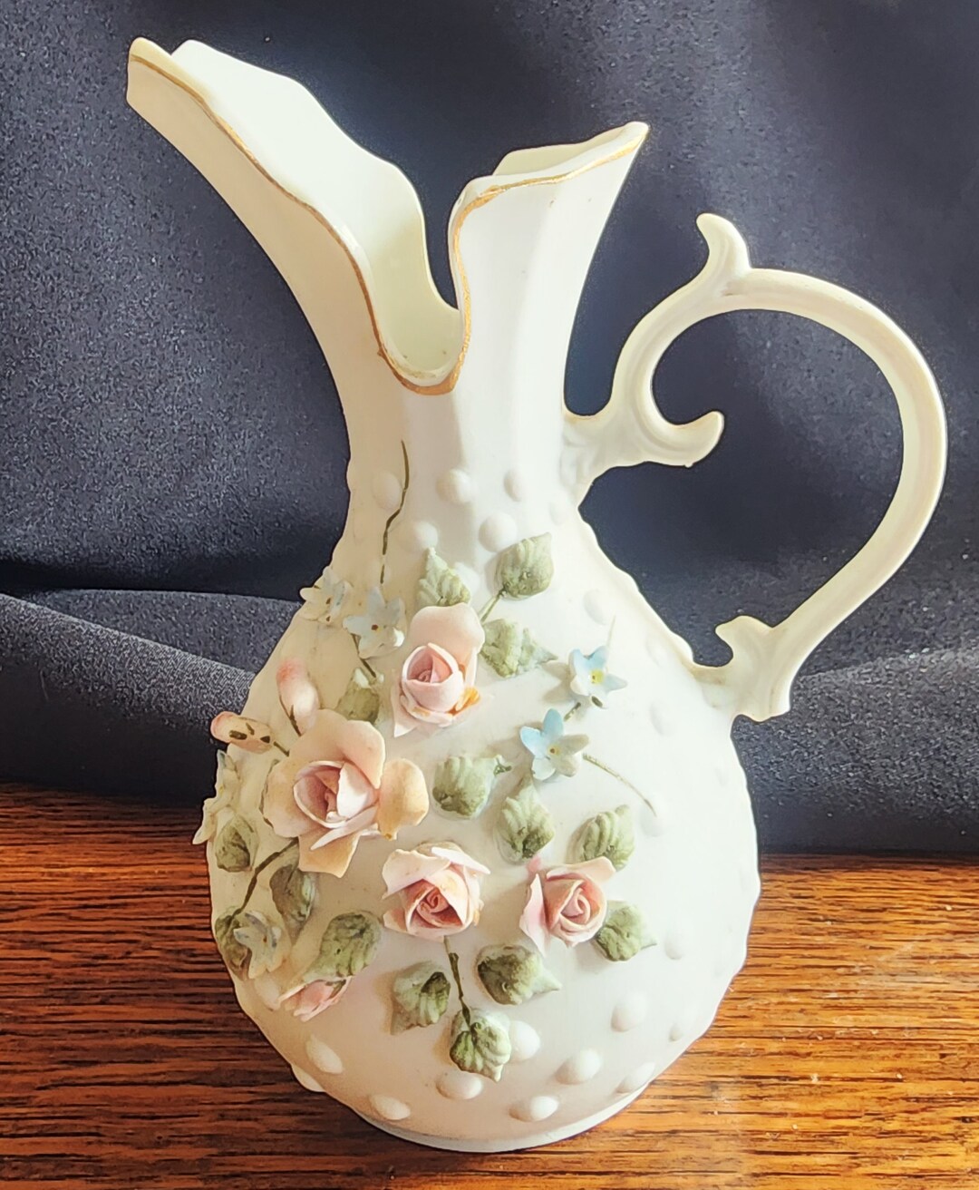 Vintage Lefton Pitcher Japan With Capiodiamonte Flowers - Etsy