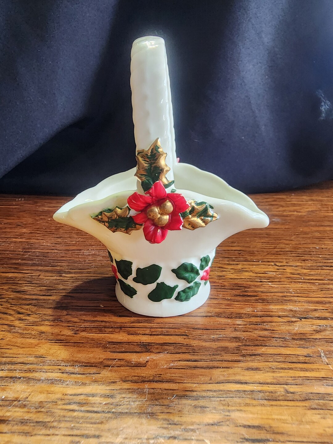 Vintage Ceramic Lefton Basket With Poinsettas - Etsy