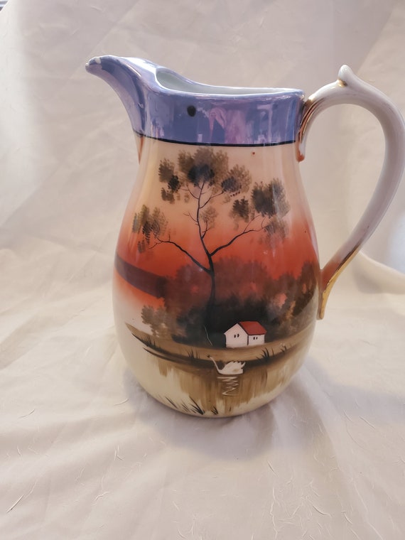 Noritake Japan Hand Painted Pitcher | Etsy