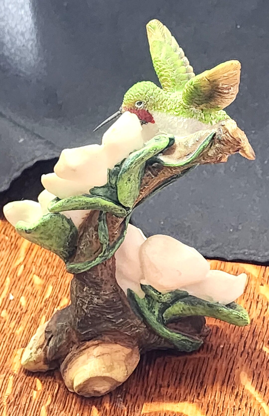 Vintage 6" Tall Statue of a Beautiful Hummingbird and Yellow Flowers ...
