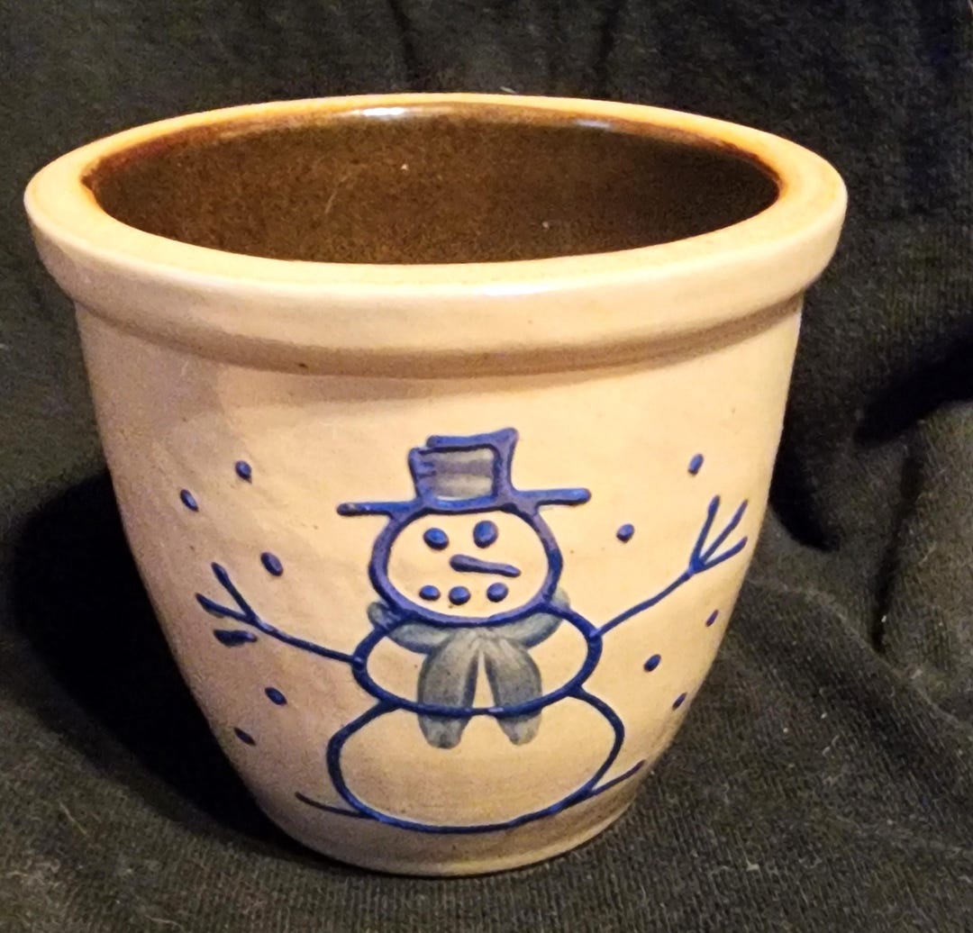 Vintage Indoor 3 1/2" Snowman Artist Made & Signed Planter for ...