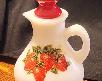 Vintage Avon Strawberries and Cream Milk Glass Pitcher With Cork ...