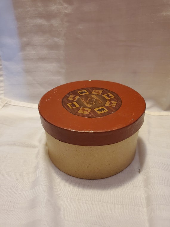 Vintage Small Round Box With Decoration - Etsy