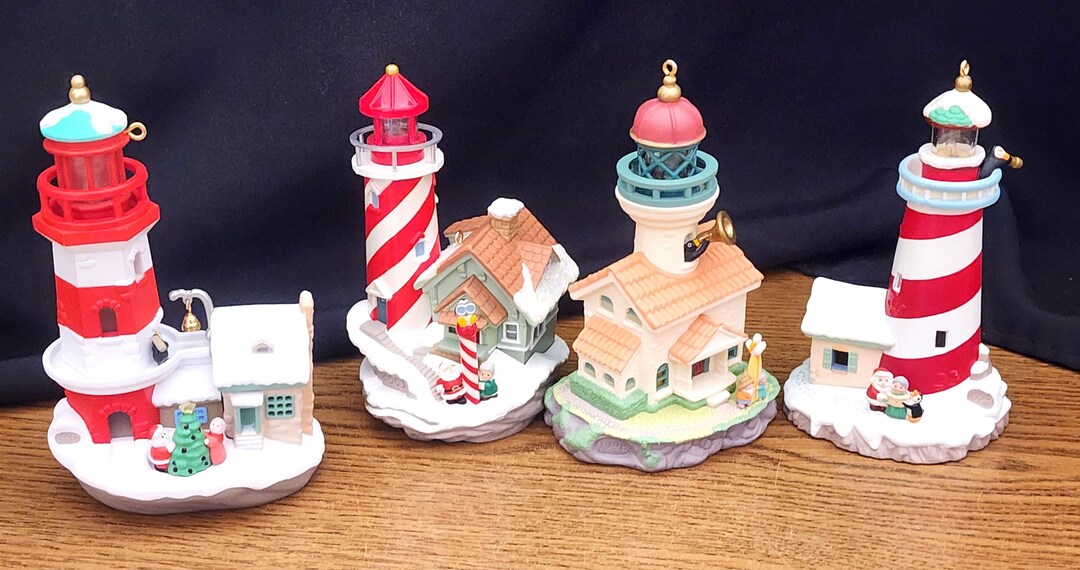 Vintage Set of 4 Hallmark Lighthouse Christmas Tree Ornaments - Etsy