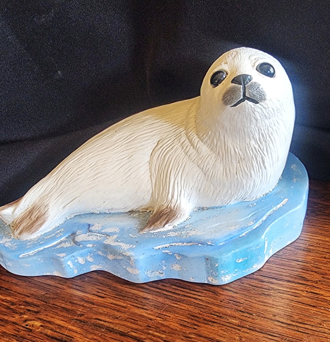 Vintage Handmade and Painted White Ceramic Seal - Etsy