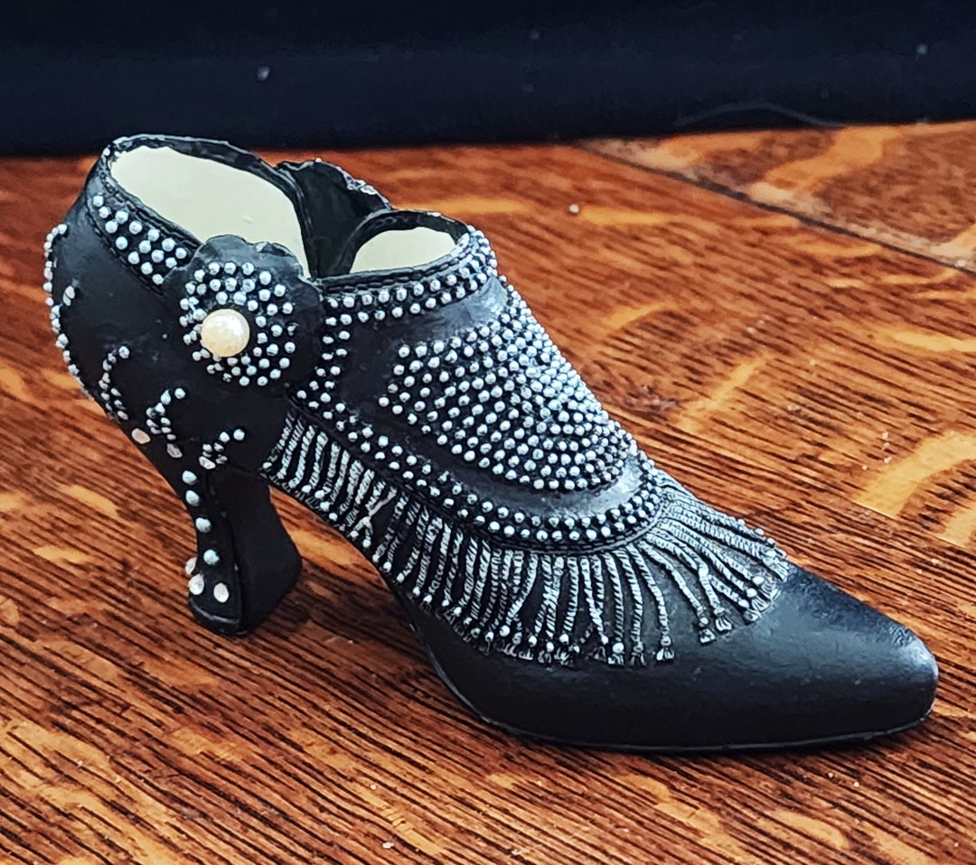 Vintage 1990 Nostalgia Black Flapper Shoe - Etsy