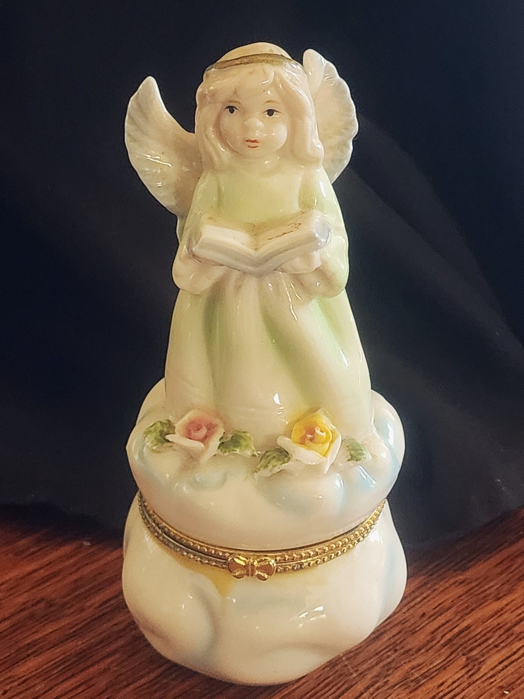 Vintage Porcelain Angel Trinket Box - Etsy