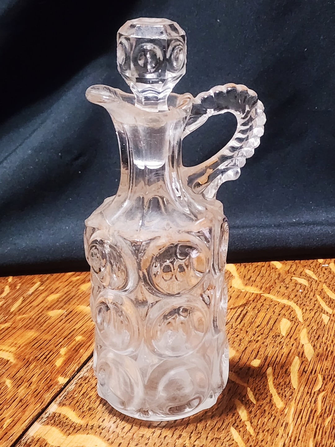 Vintage 6" Glass Embossed Pouring Bottle With Embossed Glass Stopper - Etsy