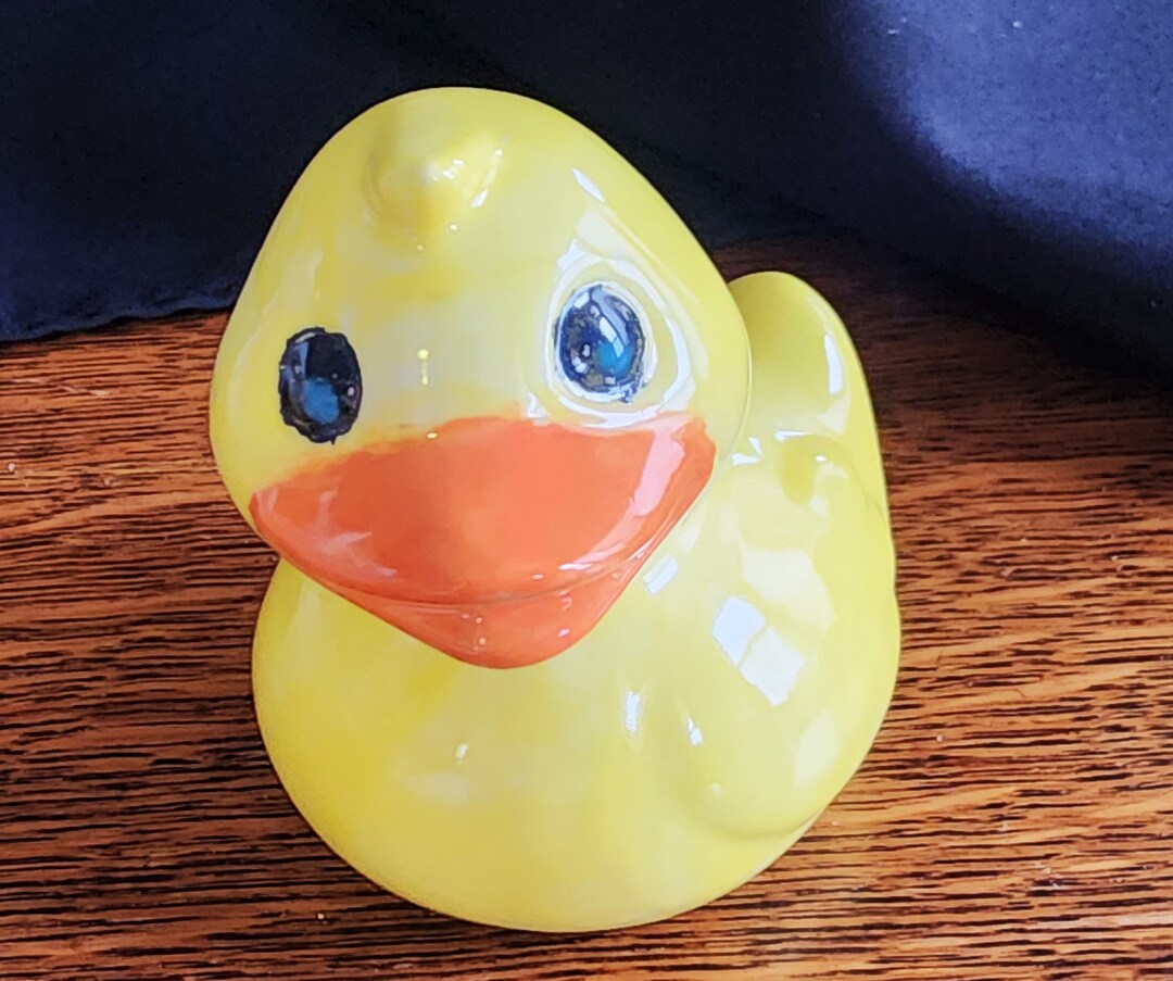 Vintage Artist Created and Painted Ceramic Yellow Duck Artist Rhylynn ...
