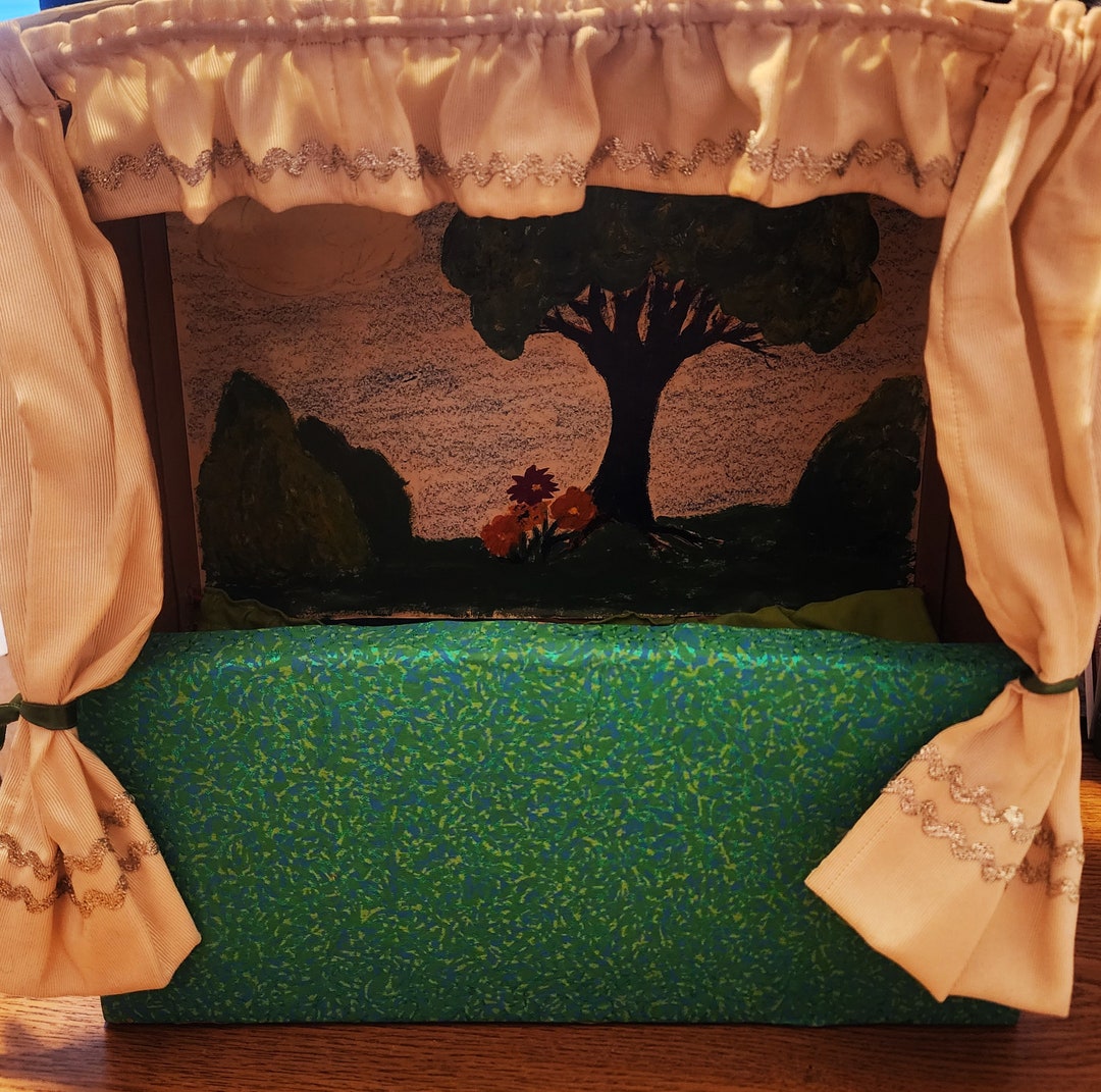 Antique 1967 Folk Art Puppet Stage With 27 Puppets - Finger Puppets ...