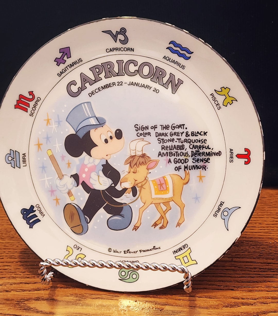 Vintage Mickey Mouse Capricorn Plate - Etsy