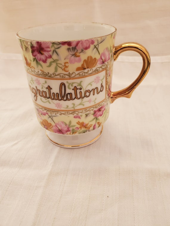Vintage Enesco Congratulations Porcelain Mug | Etsy