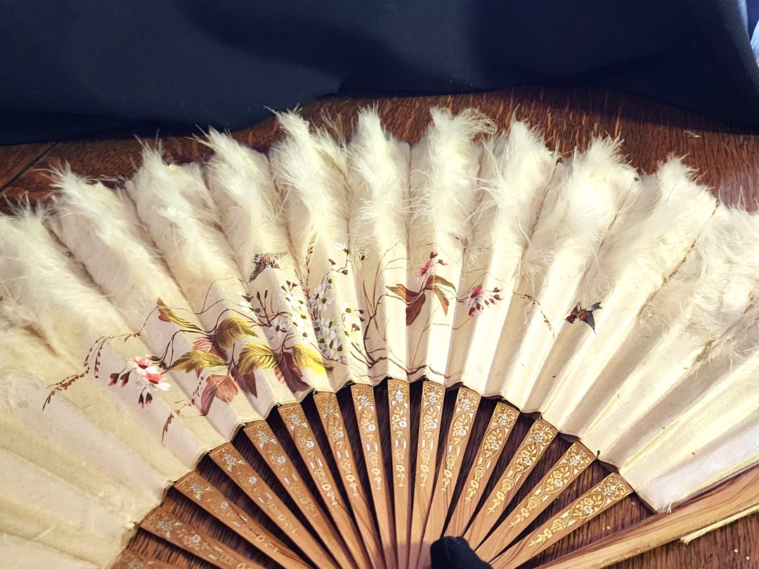 Antique Victorian Feather Fan Beautiful needs Small Repairs - Etsy