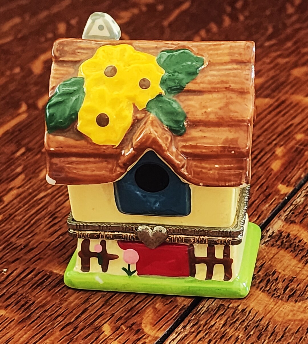 Vintage Hand Painted Porcelain Yellow House Trinket Box - Etsy
