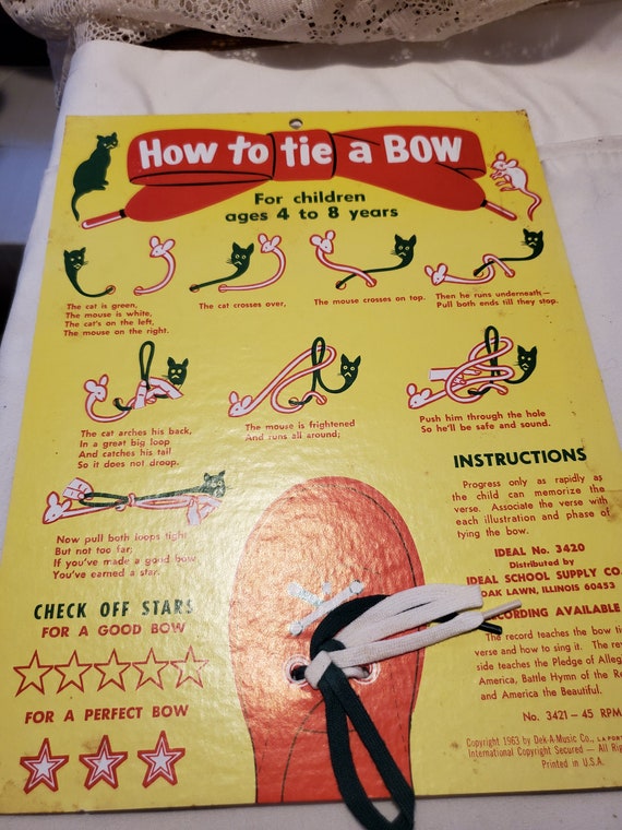 Vintage How to Tie A Bow Learning Card - Etsy