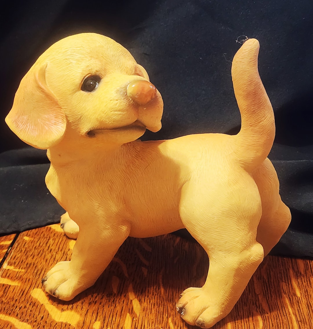 Vintage Resin 6" Tall X 8" Long Puppy Statue - Yellow Lab - so Cute! - Etsy