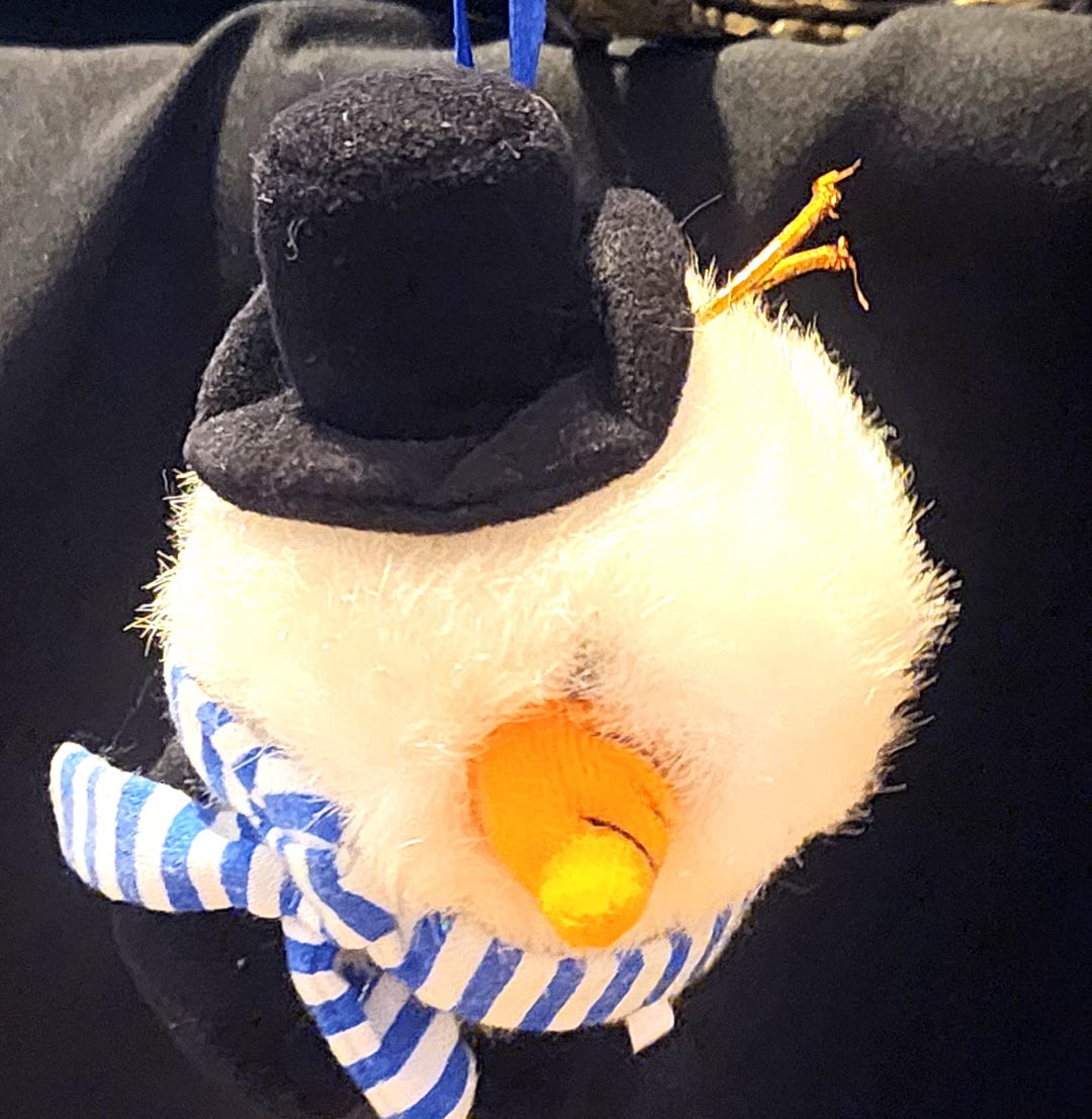 Vintage Snowball With Hat and Carrot Nose Christmas Ornament - Etsy