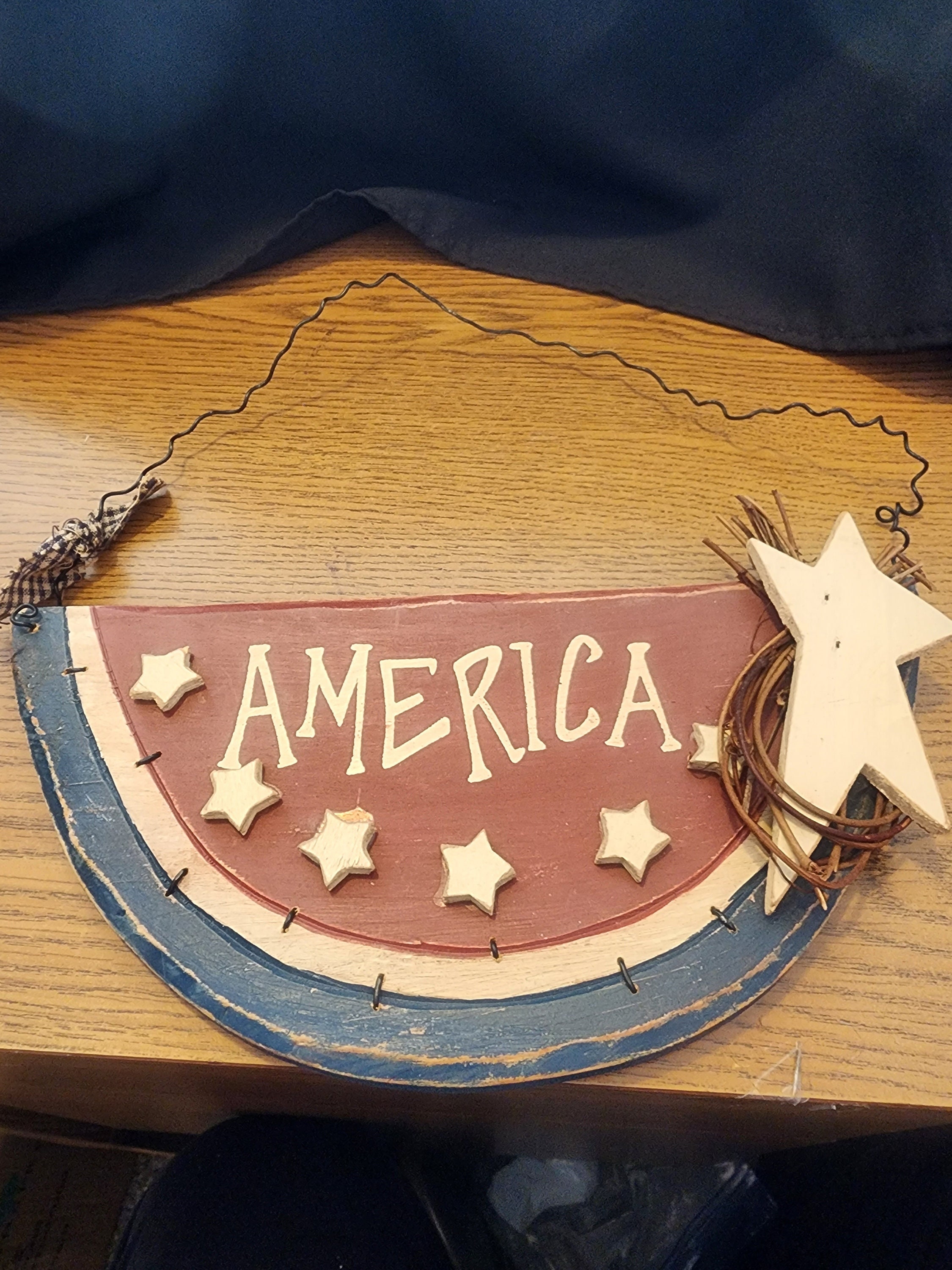 Vintage Wood and Wire America Sign - Etsy