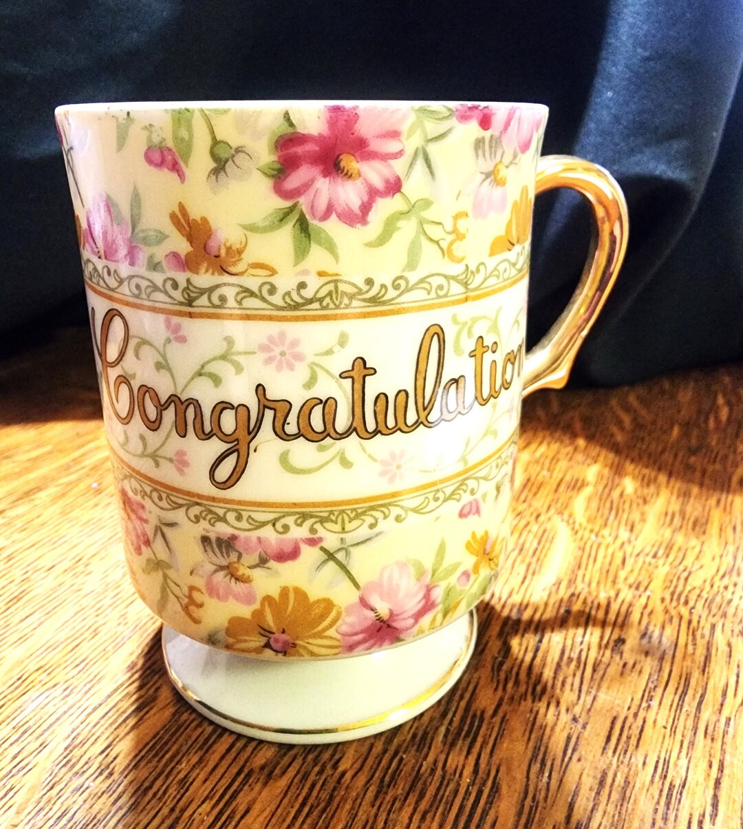 Vintage Enesco Congratulations Porcelain Mug - Etsy