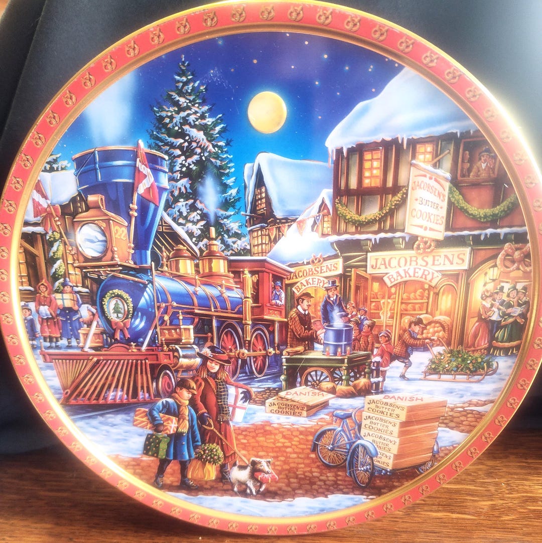 Vintage Jacobsen's Christmas Town Christmas Cookie Tin - Etsy