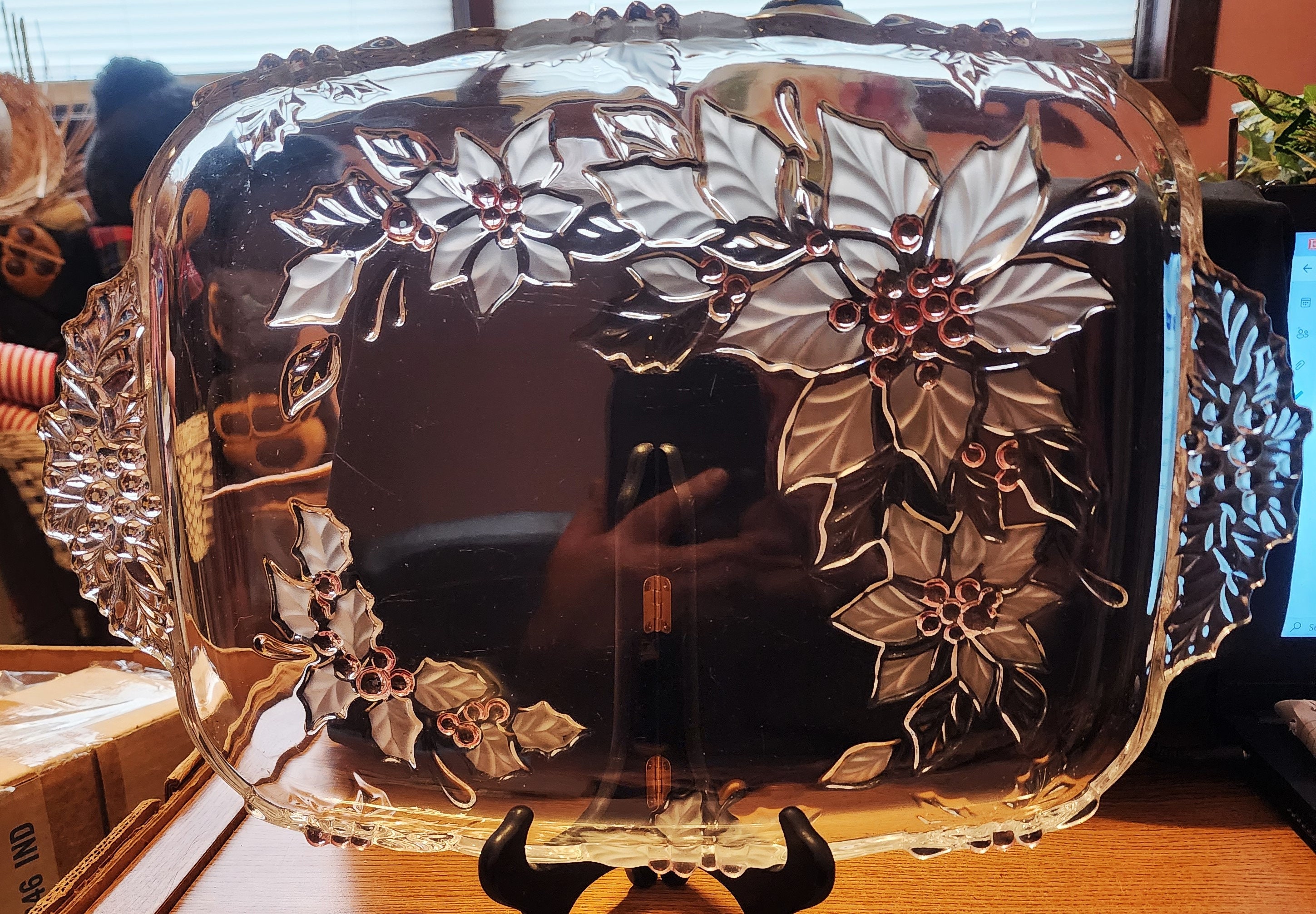 Vintage Gorgeous Heavy Glass Tray With Glass Handles Frosted - Etsy