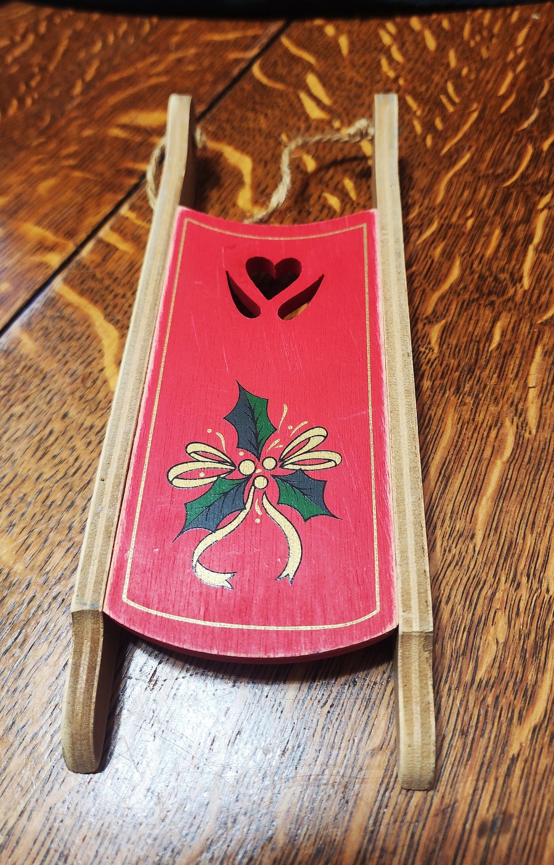 Vintage Wood Sled Ornament - Etsy