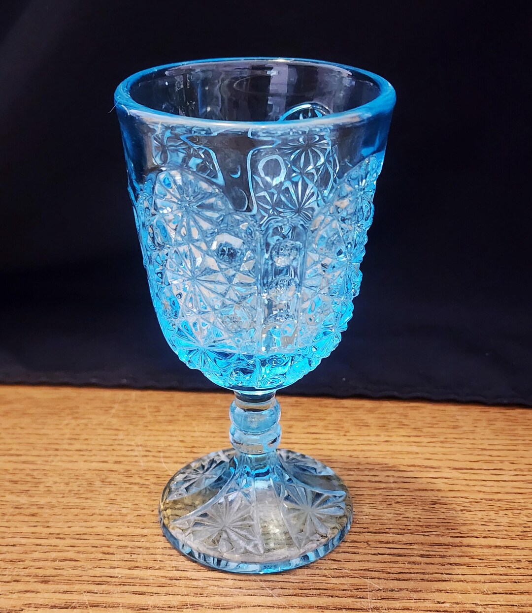 Vintage EAGP Blue Daisy & Button Goblet - Etsy