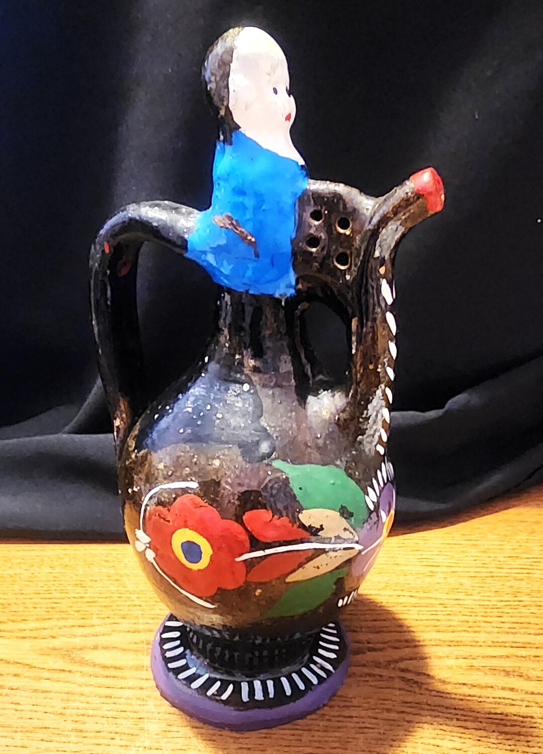 Vintage Oaxaca Pueblo Jar Teapot - Hand Made and Hand Painted in Mexico ...