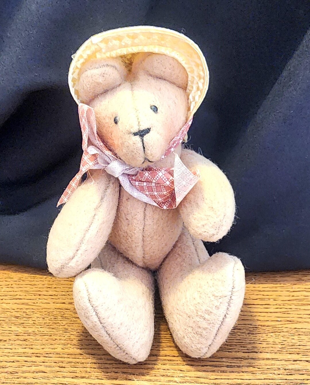 Vintage 1980's Movable Bear With Pink Checker Hat - Etsy