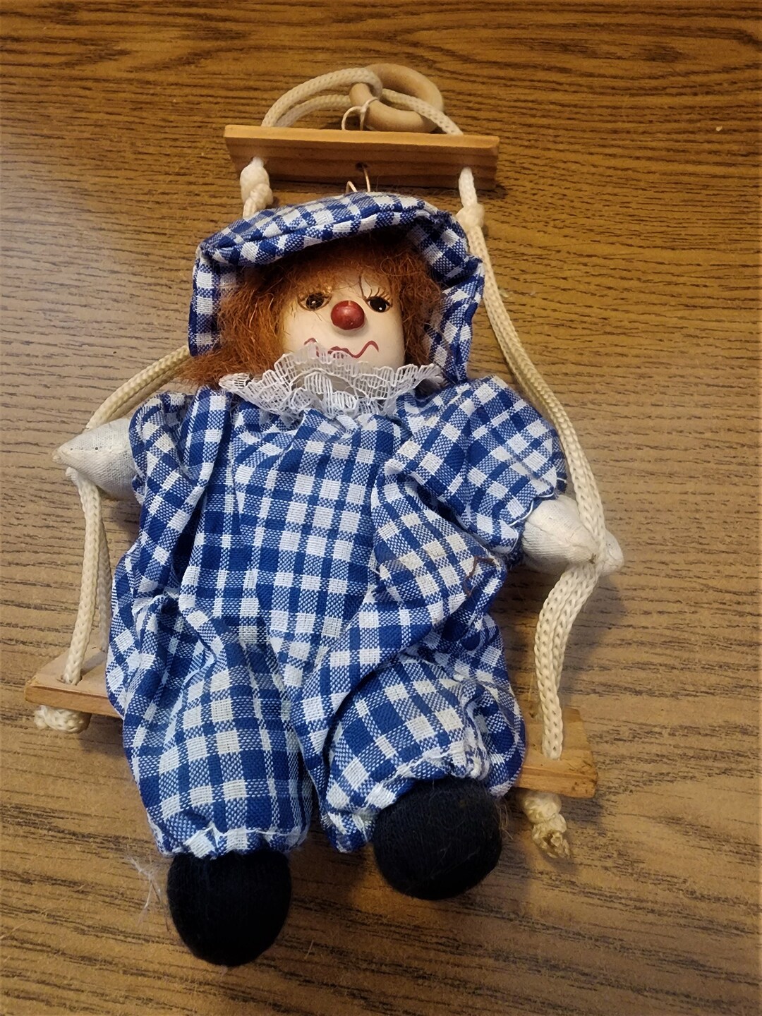 Vintage Plaid Clown on A Swing - Etsy
