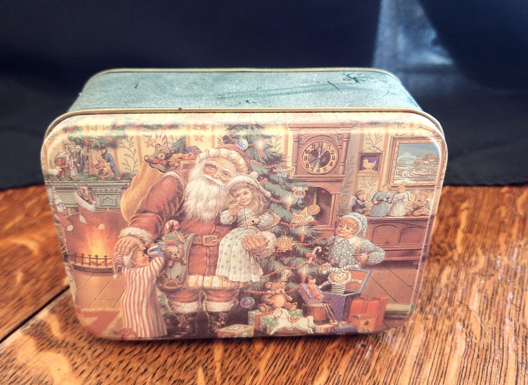 Vintage Santa Tin - Etsy