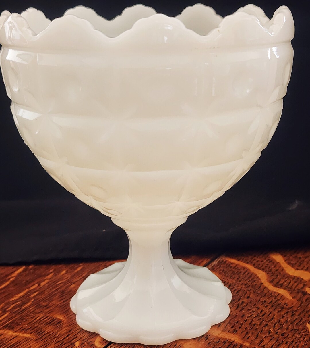 Vintage Napco 7" Pedestal Milk Glass Embossed Bowl - Etsy