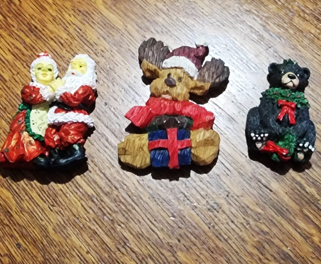 Vintage Refrigerator Magnets Mr & Mrs Claus, Teddy Bear and Gorilla - Etsy
