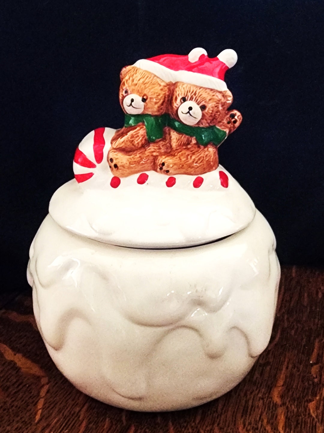 Vintage 1980 Snowball Cookie Jar With Teddy Bears on Top - Etsy