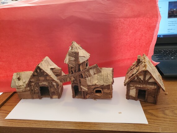 Vintage Paper Mache Buildings 3 House Windmill House - Etsy