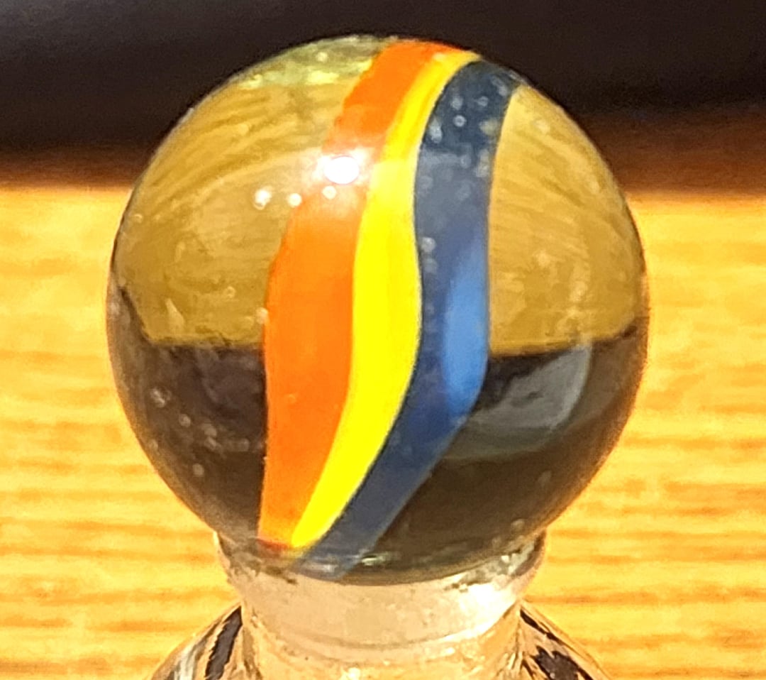 Vintage Large Cat's Eye Marble Blue Yellow Orange Swirl - Etsy