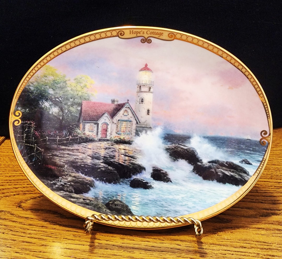 Vintage Thomas Kinkade 1991 Plate Hopes Cottage and Stand - Etsy